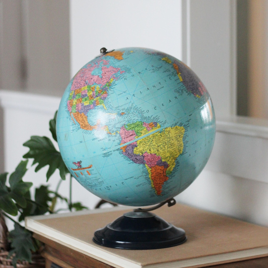 Vintage Replogle 12" Reference Globe on Inclination Mount - Mid Century ...
