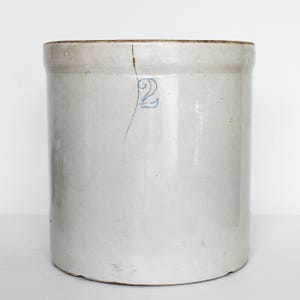 Antique Stoneware Saltglazed 2 Gallon Crock - Primitive Cream Stoneware ...