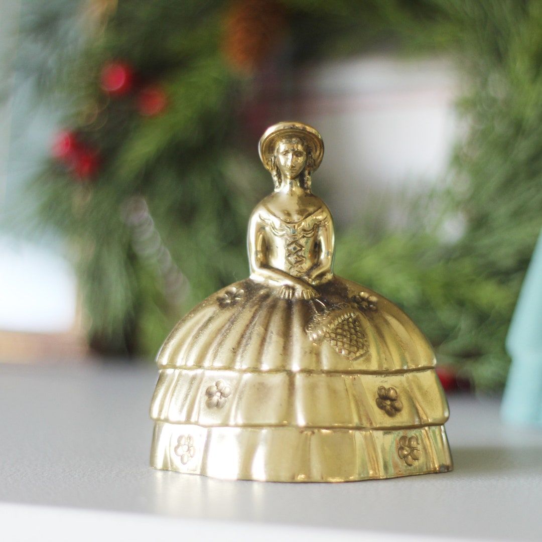 Vintage Brass Dinner Bell Southern Belle Figure Antique - Etsy