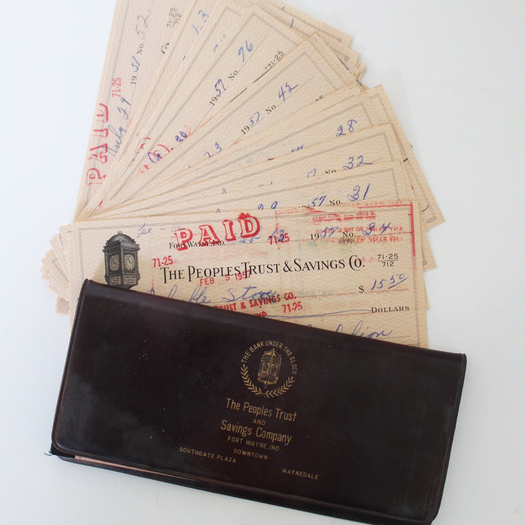 Vintage 1950's Checkbook and Checks the Peoples Trust & Savings Company ...