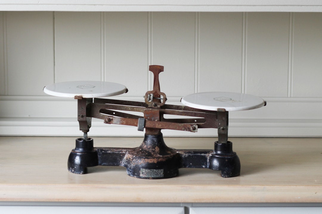 Antique Counterbalance Apothecary Scale W Hexagon Branded Ironstone ...