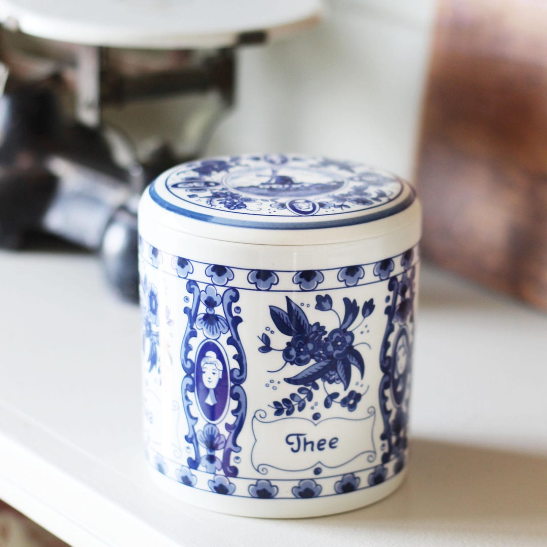 Vintage Delft Blue Tea Canister - Blue and White Delft Blue Holland ...