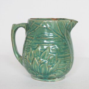 Vintage 1930's Mccoy Green Glaze Water Lily Pitcher 124 - Antique Green ...