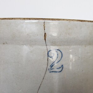 Antique Stoneware Saltglazed 2 Gallon Crock - Primitive Cream Stoneware ...