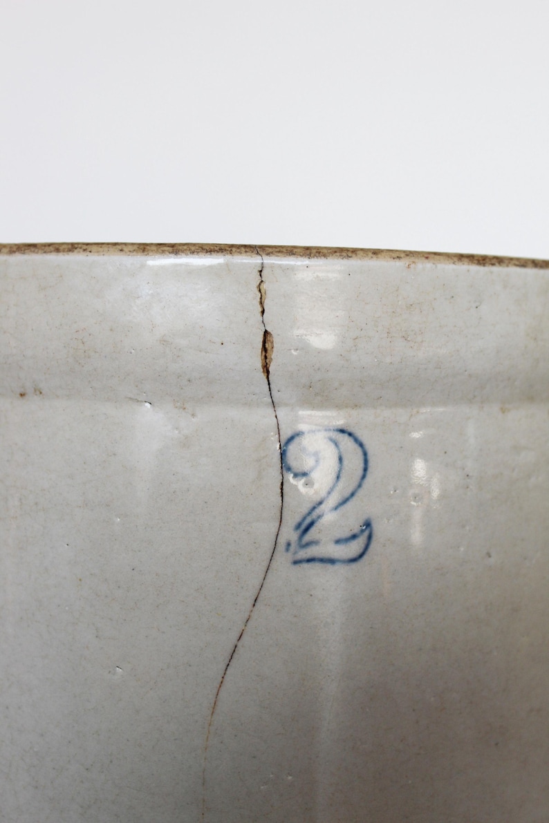 Antique Cream Stoneware Crock - Salt Glazed 2 Gallon, Primitive Decor ...