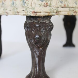 Antique Cast Iron Lions Head Foot Stool Foot Rest With Embroidered ...