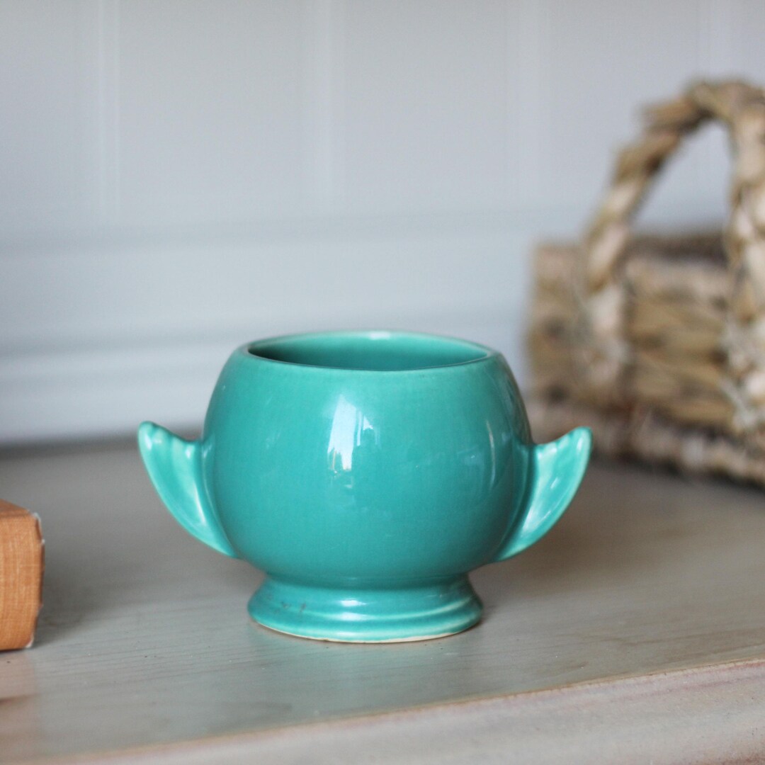 Vintage Turquoise Art Pottery Planter Flower Pot Art Deco Style ...
