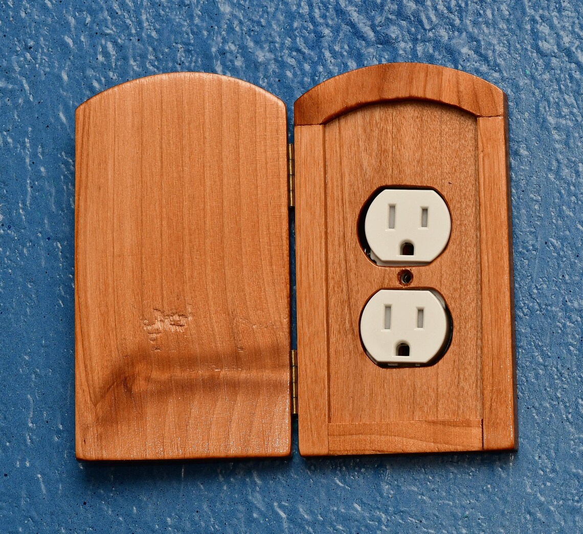 Stained Alder #O27 Hidden Outlet Cover, Fairy Door, Wood Outlet Cover # ...