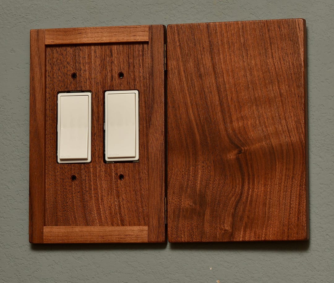 Double Outlet #DR2 Walnut Wood, Receptacle, Wall Plug, Whimsy, Troll or ...