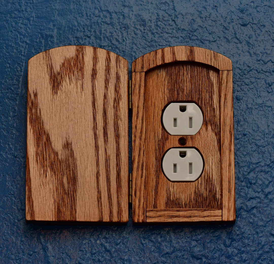 Staind Oak #O41 Hidden Outlet Door, Fairy Door, Outlet Cover - Etsy