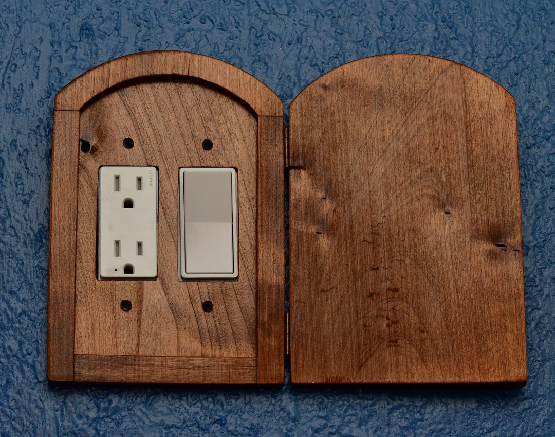 Stained Alder DR13 Double Outlet Cover, Hidden Outlet Cover, GFCI ...