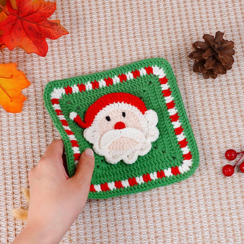 Christmas Granny Square Set Crochet Patterns, Festive Coaster Crochet ...