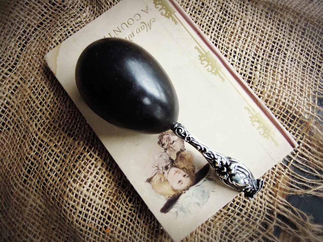Antique Victorian Sterling and Wood Egg Sock Darner / Wooden Egg ...
