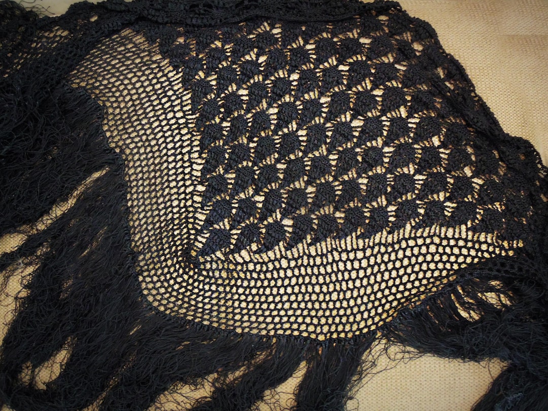 Vintage Antique Black Mourning Shawl / Gothic Black Wedding Shawl - Etsy