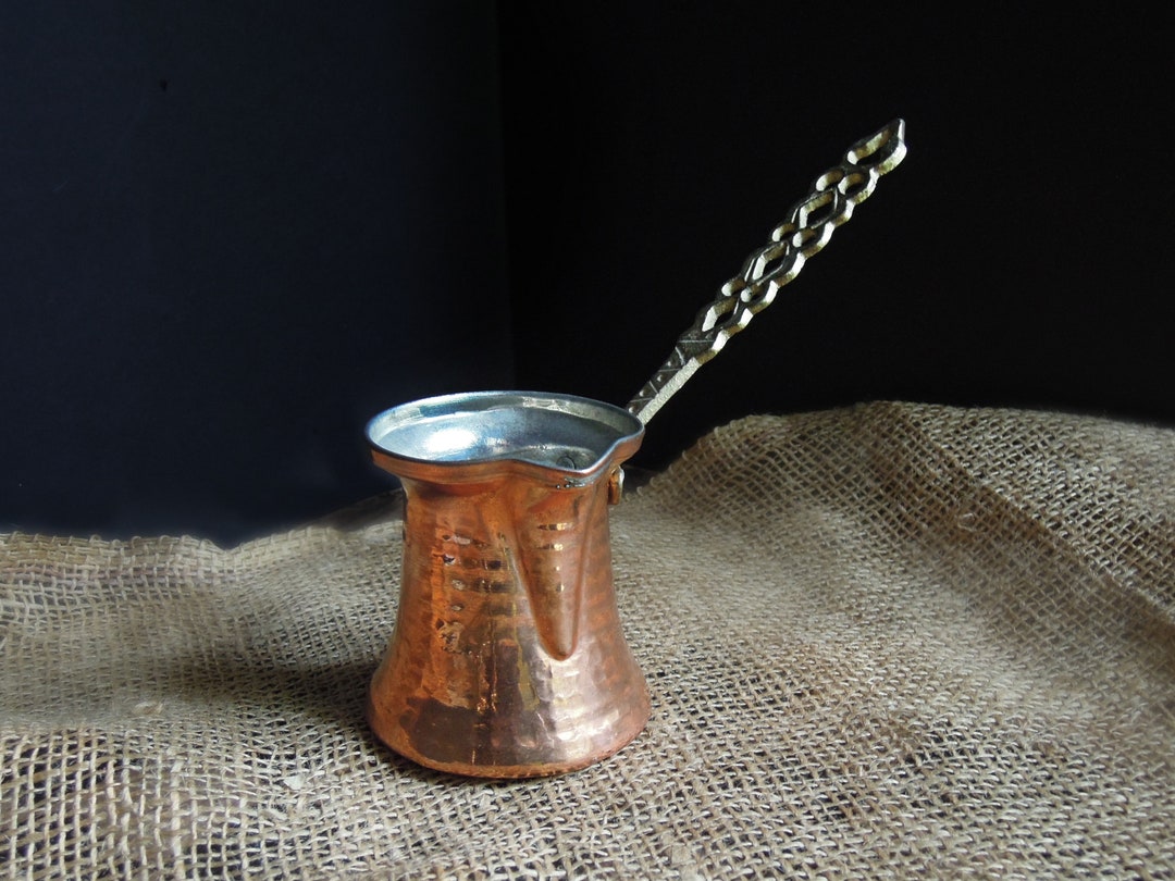 Vintage Melting Pot Copper Butter Warmer Chocolate Pot / Turkish Coffee ...