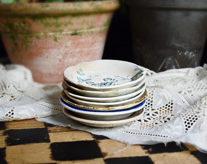 Seven Antique Ironstone Butter Pat Dishes / Transferware English Butter ...