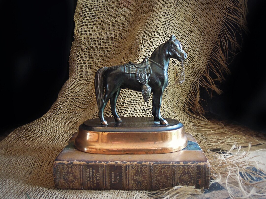 Vintage Metal & Copper Horse Statue / Western Saddle Horse Figurine - Etsy