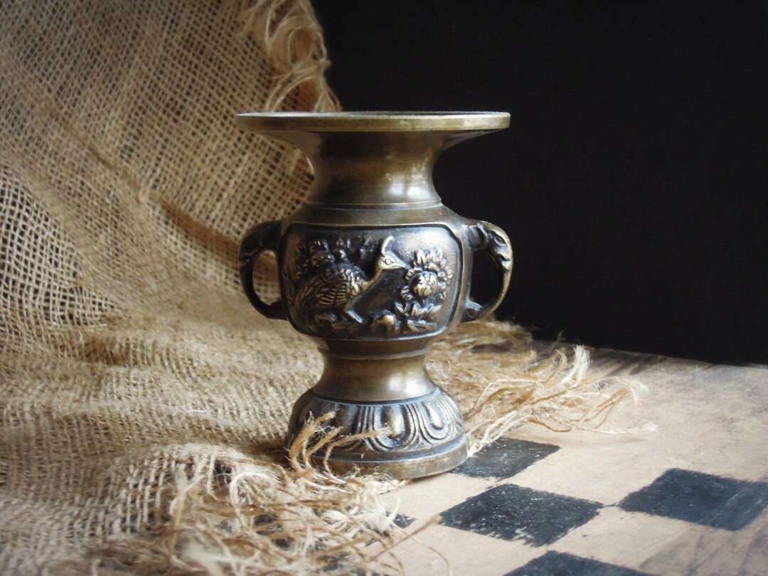 Antique Japanese Meiji Period Bronze 19th Century Vase / Pedestal Vase ...