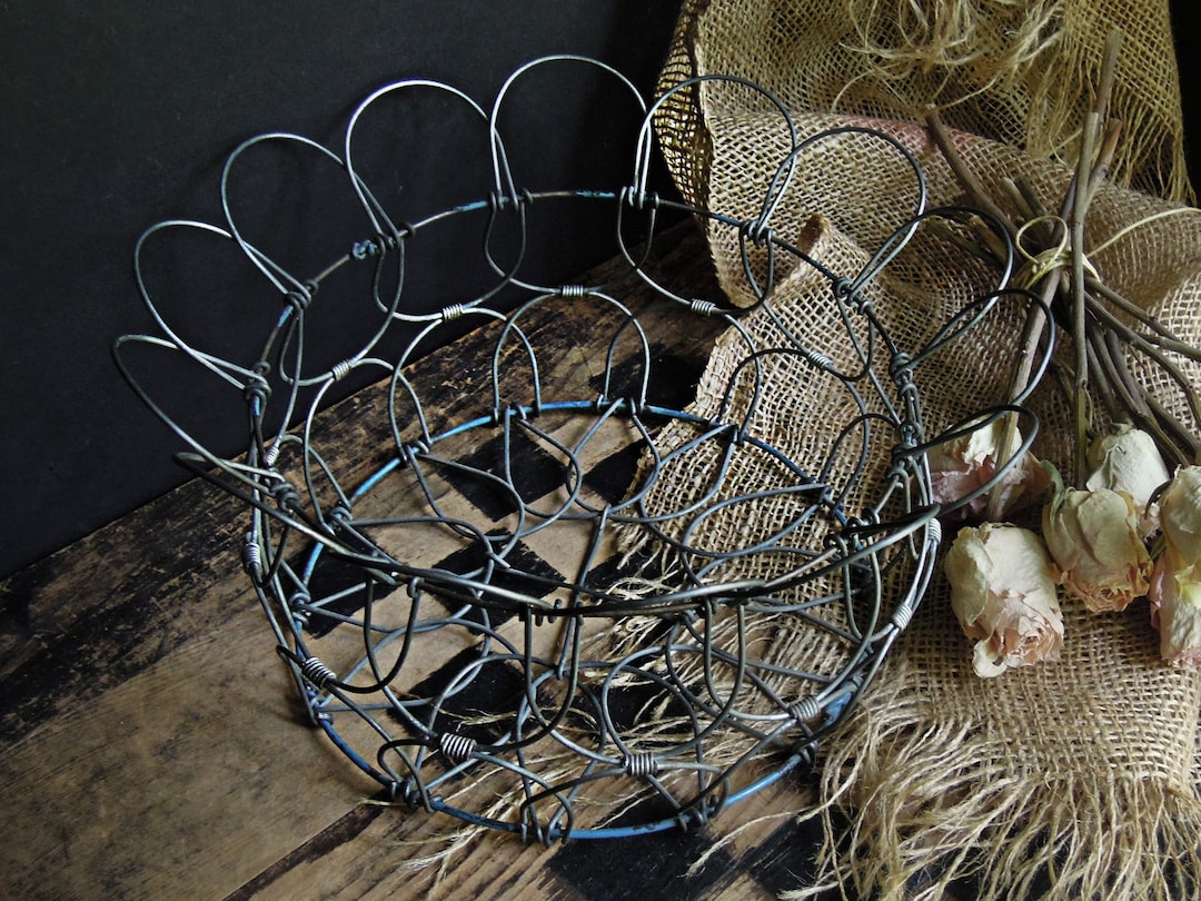 Antique Collapsible Wire Basket / Antique Folding Wire Basket / Country ...