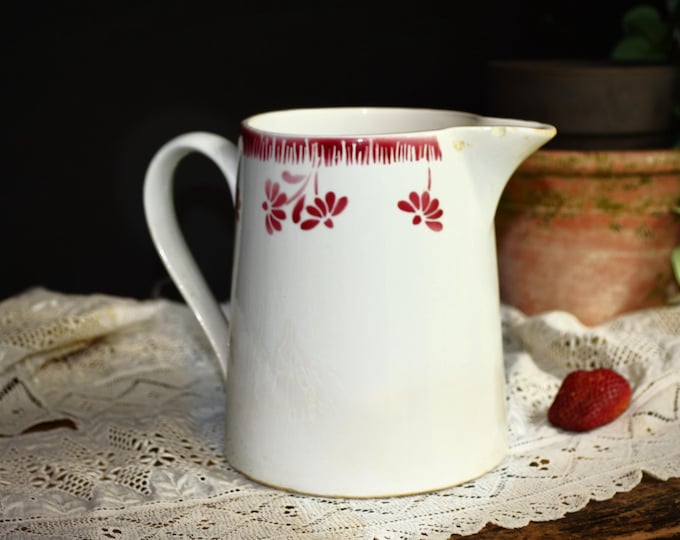 Vintage Antique French Ironstone Pitcher Creamer / Handle / White ...