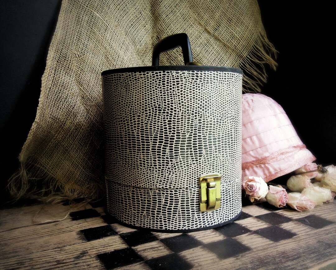 Vintage Hat Box / Black Faux Snake Design Carboard Hat Box / Gift Box / Storage Box - Etsy