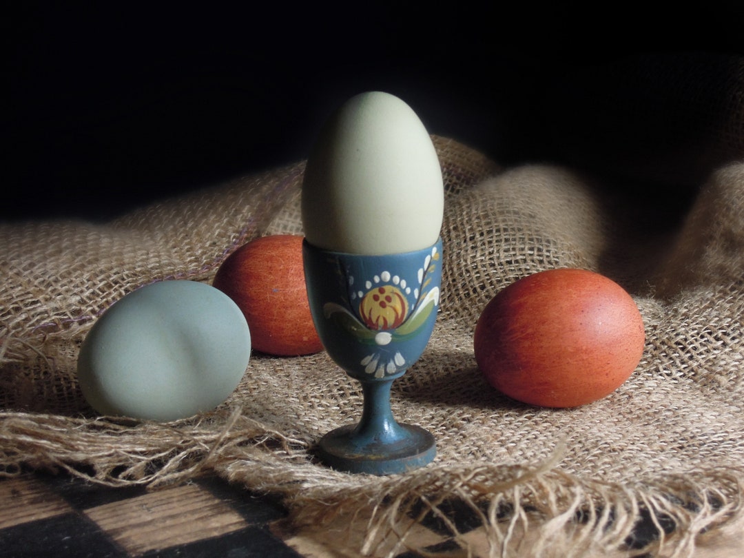Vintage Wood Egg Cup Norway Egg Coddler / Hand Painted Egg Cup ...