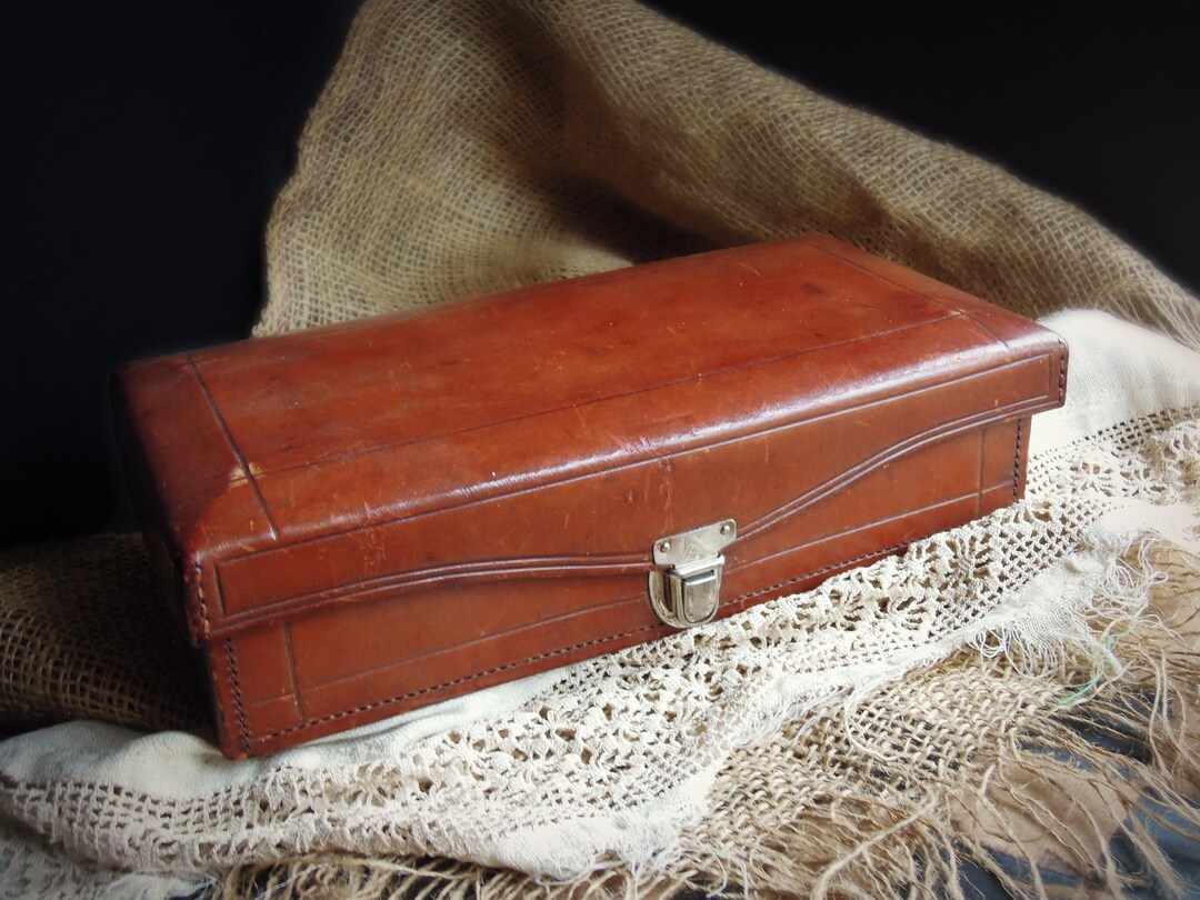 Vintage Leather Box / Vintage Hamley Kit Leather Box Western - Etsy