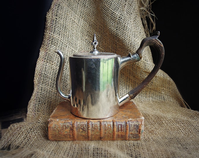 Antique Individual Silver Plate Teapot or Coffee Pot Wood Handle ...
