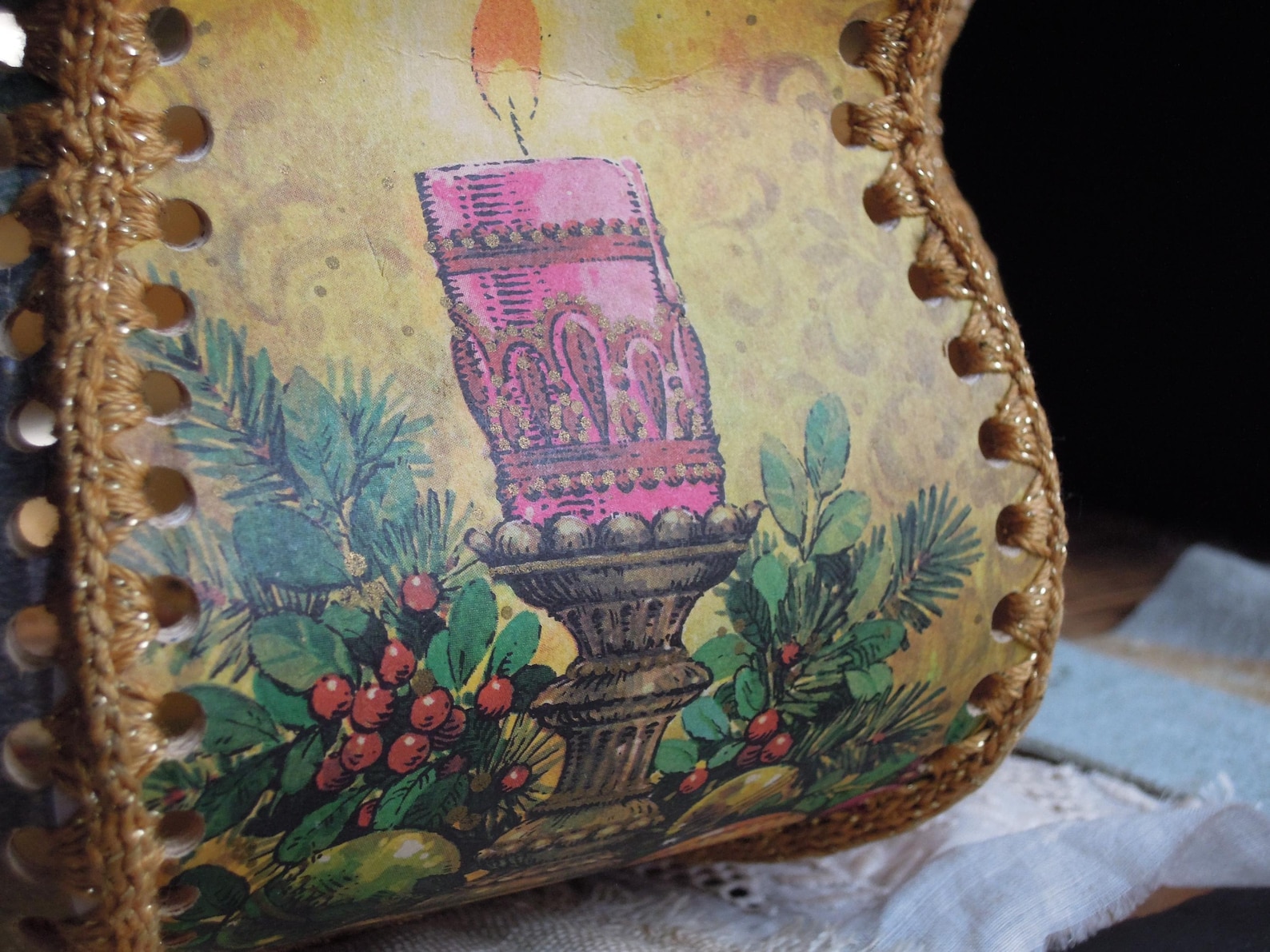 Vintage Christmas Card Basket / Hand Crafted Christmas Basket / Vintage ...