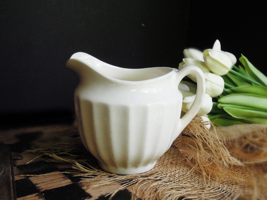 Vintage Creamware Pitcher USA / Milk Pitcher / Syrup Gravy Pitcher - Etsy