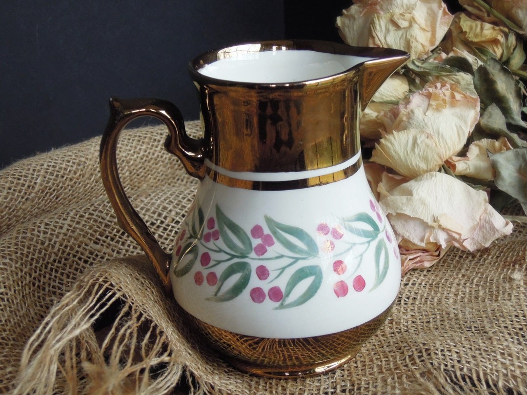 Vintage 5.25 Creamer English Lusterware Creamer Pitcher / Pink & Copper ...