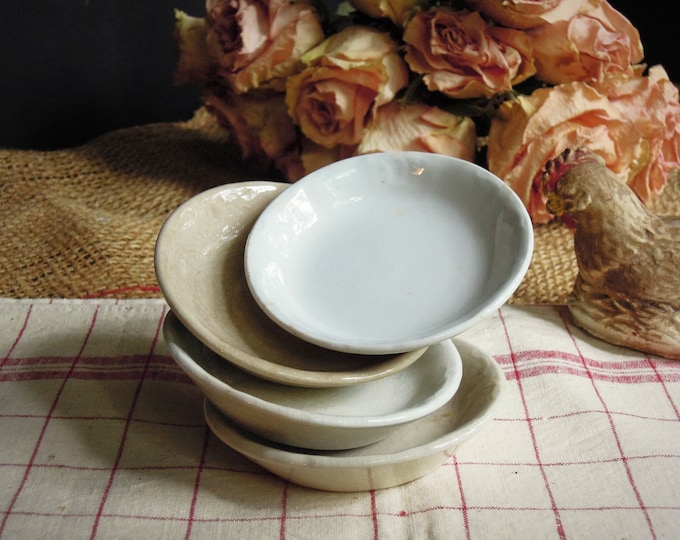 Four Antique Ironstone Butter Pat Dishes / White Ironstone Butter Pats ...