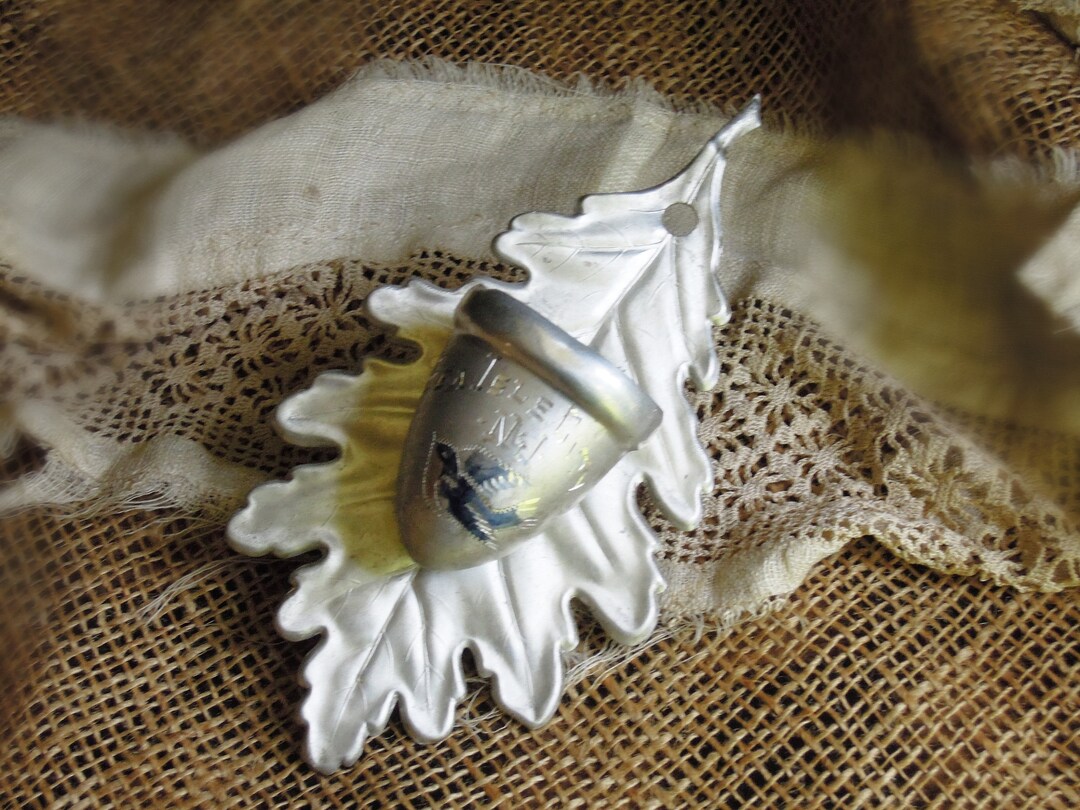 Vintage Tin Match Holder / Match Safe / Match Box Rustic Acorn Design / Industrial Decor / Oak ...