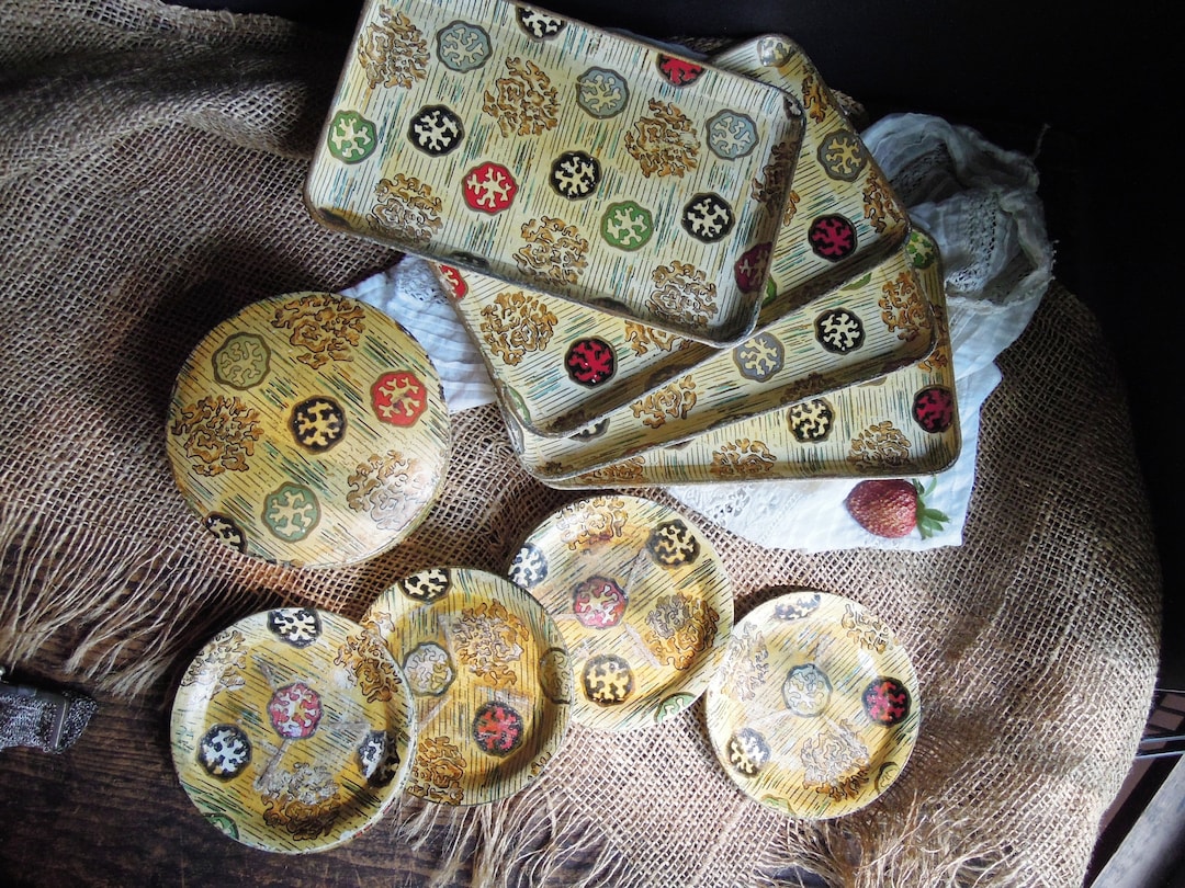 Four Vintage Japanese Papier-mâché Trays & Coasters / Made in Japan ...