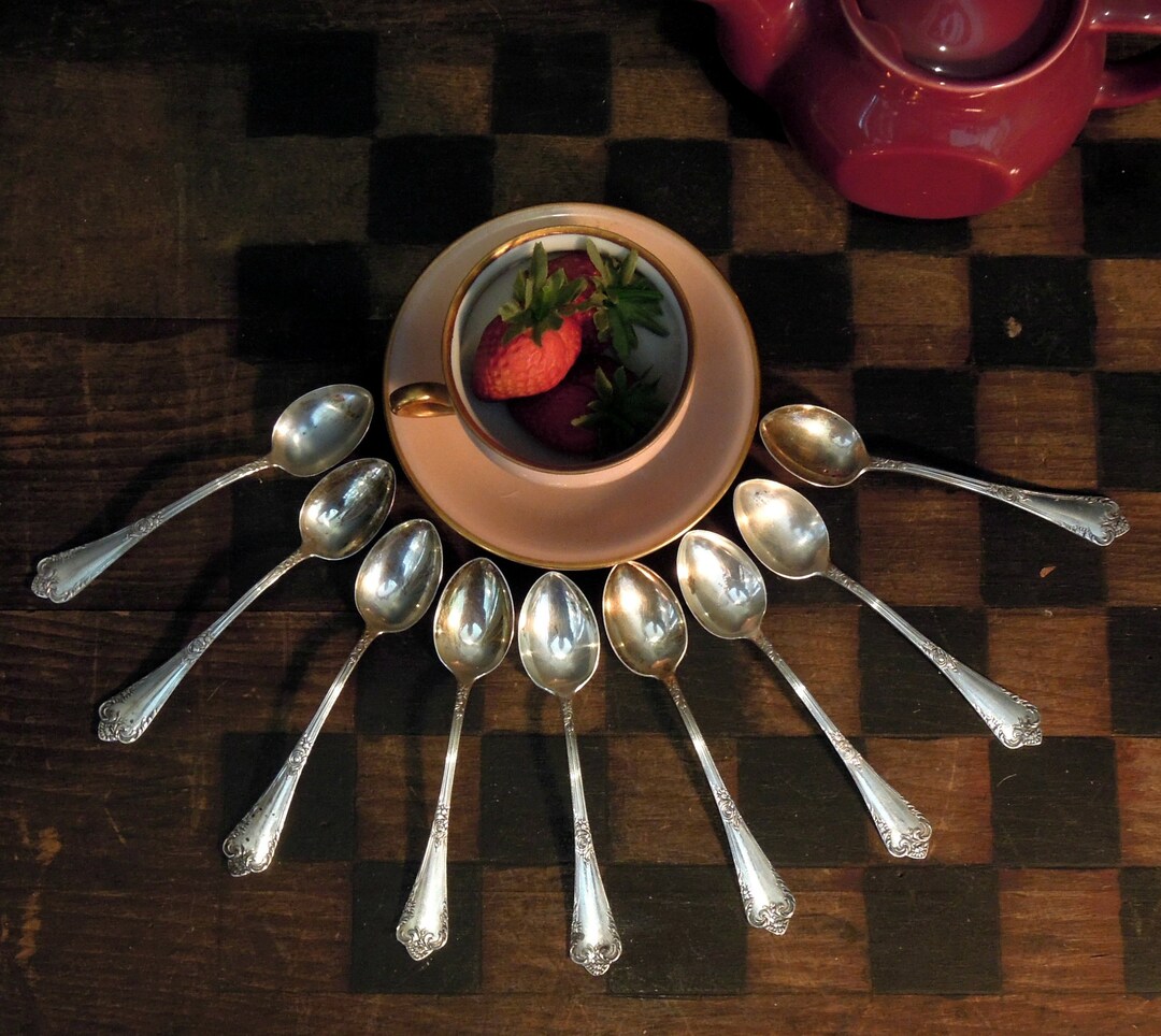 Nine Antique Silver .915 Spanish Demitasse Spoons / Made in Spain ...