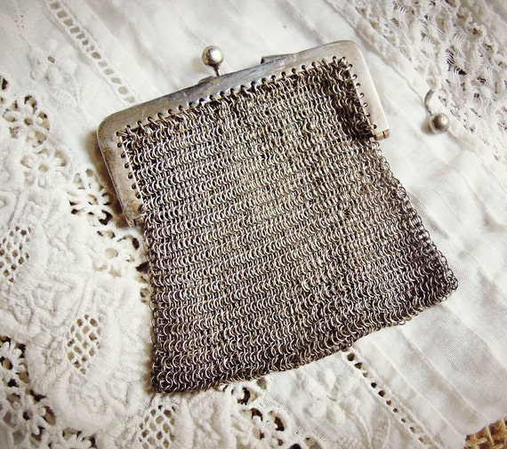 Antique Victorian Silver Metal Mesh Coin Purse Chatel… - Gem