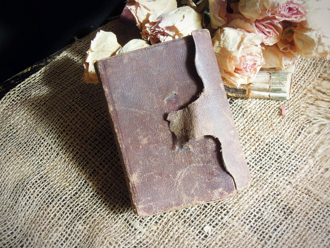 Antique 1864 Bible / Brown Leather and Gold Edge Details / Old and New ...