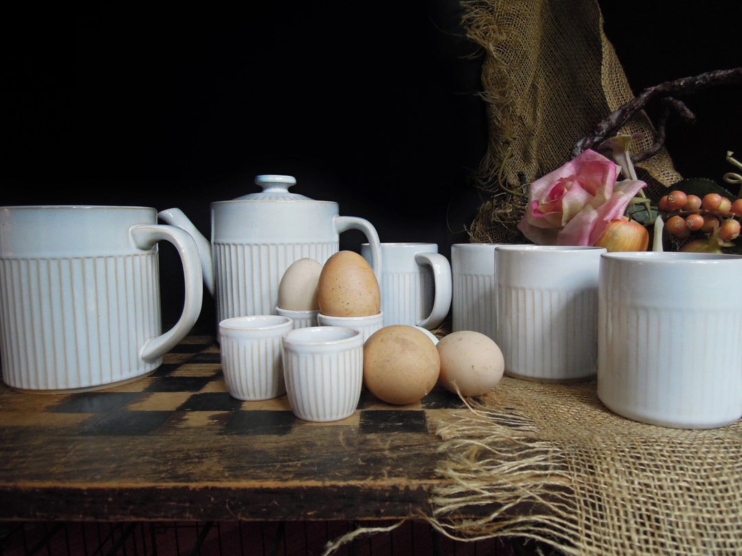 Vintage English Breakfast Set Egg Cups Tea or Coffee Pot Juice Pitcher ...