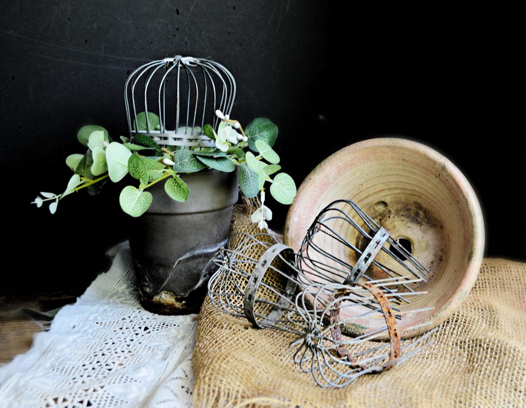 Four Vintage Wire Gutter Guards Cage / Topiary Forms / Rustic Home ...