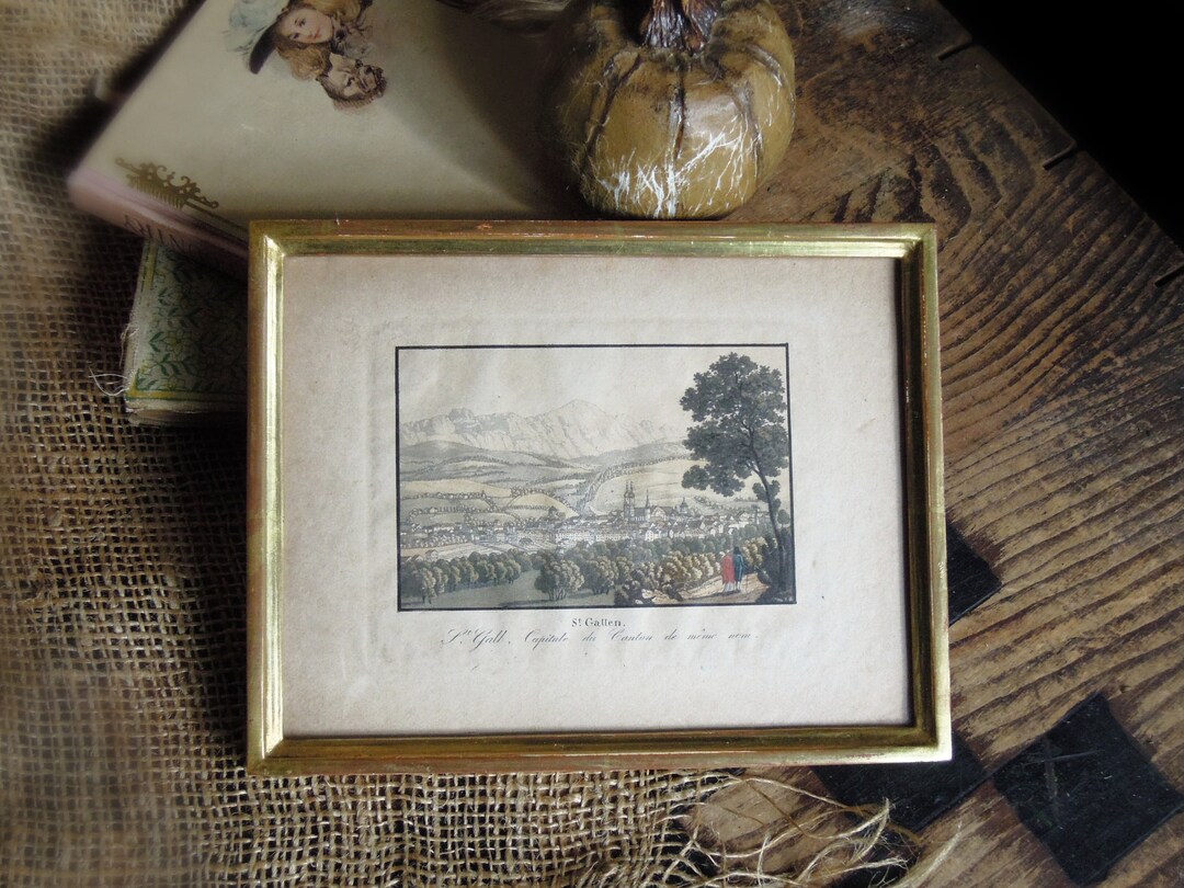 Antique Gold Wood Rectangular Picture Frame / Antique Frame / Color ...