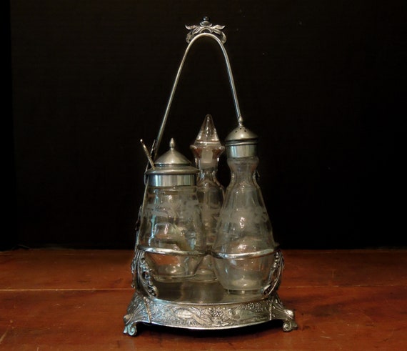 Antique Victorian Condiment Set / Edwardian Cruet Serving / - Etsy