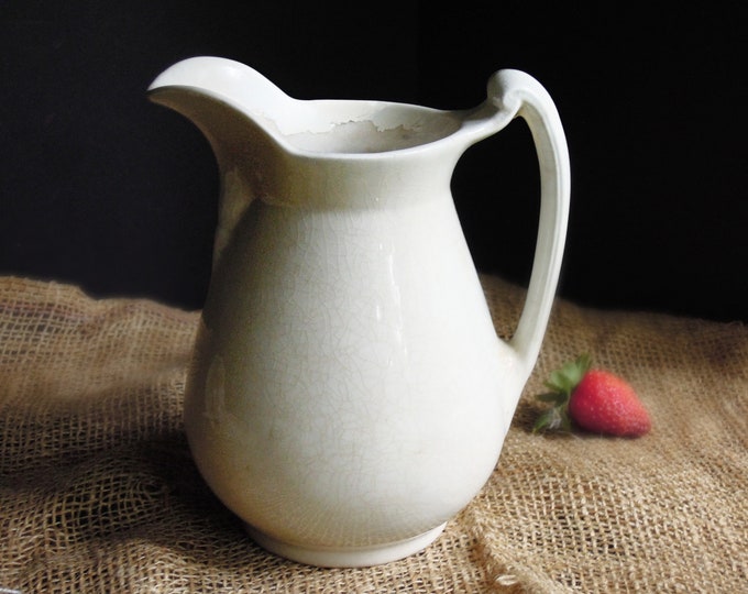 Vintage Antique Ironstone Pitcher Creamer / Handle / White Ironstone ...