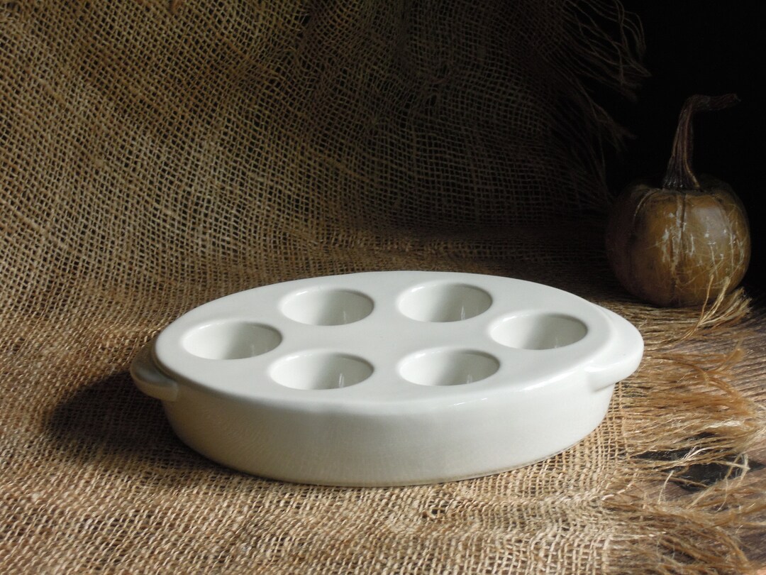 Vintage Ironstone Escargot Pot Plate / Hall USA White Ironstone ...