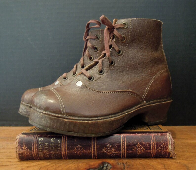 Antique French Leather Wood Shoes / Clogs / French Sabot - Etsy