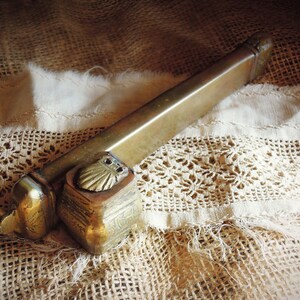 Antique Middle Eastern Persian Brass Inkwell & Pen Box Qalamdan Scribe ...