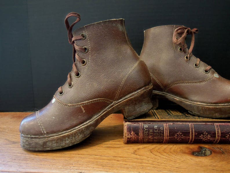 Antique French Leather Wood Shoes / Clogs / French Sabot - Etsy