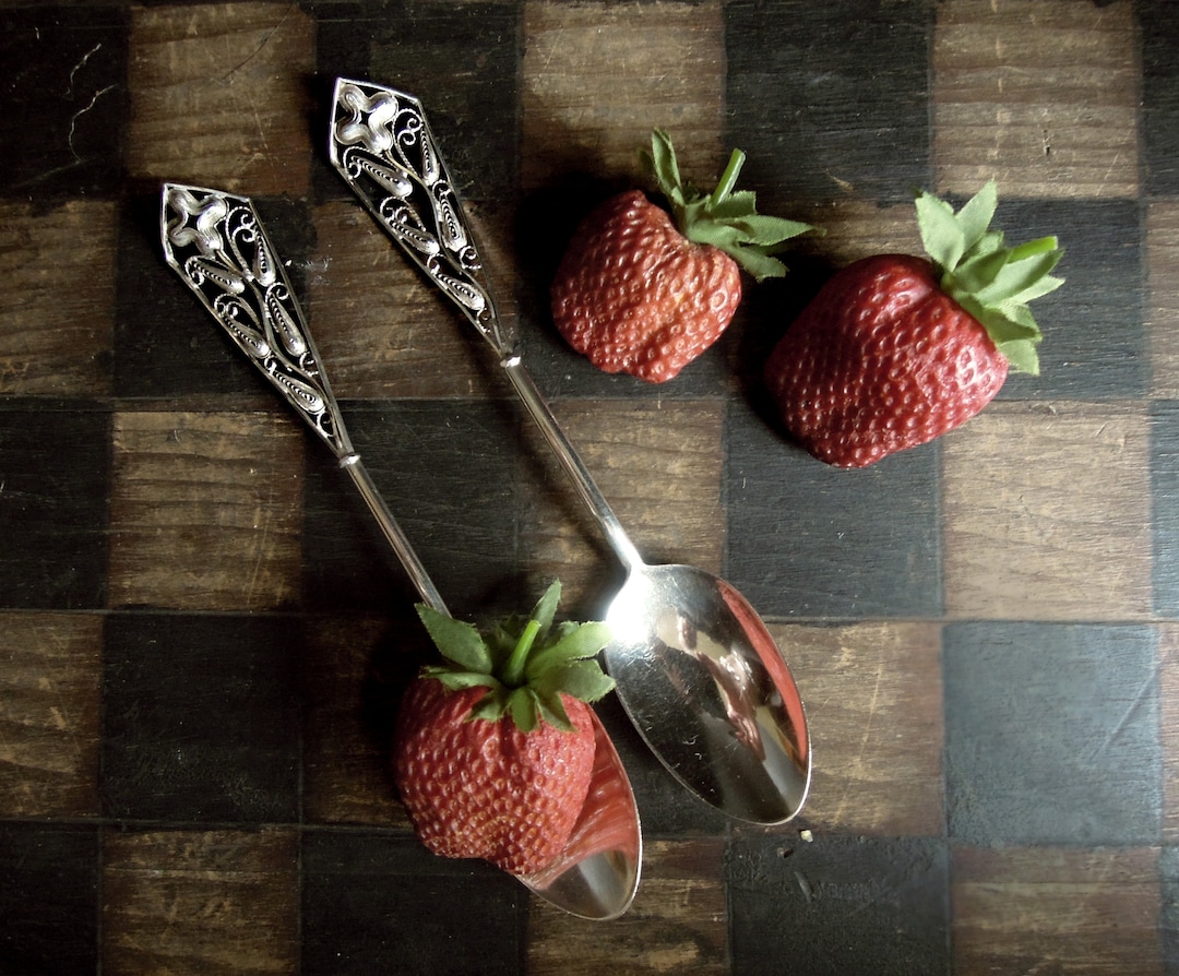 Antique 1800's Sterling Silver Spoons / Pierced Filigree Sterling ...