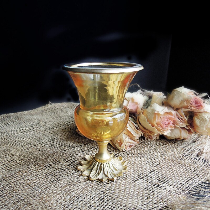 Gold Pedestal Vase - Etsy