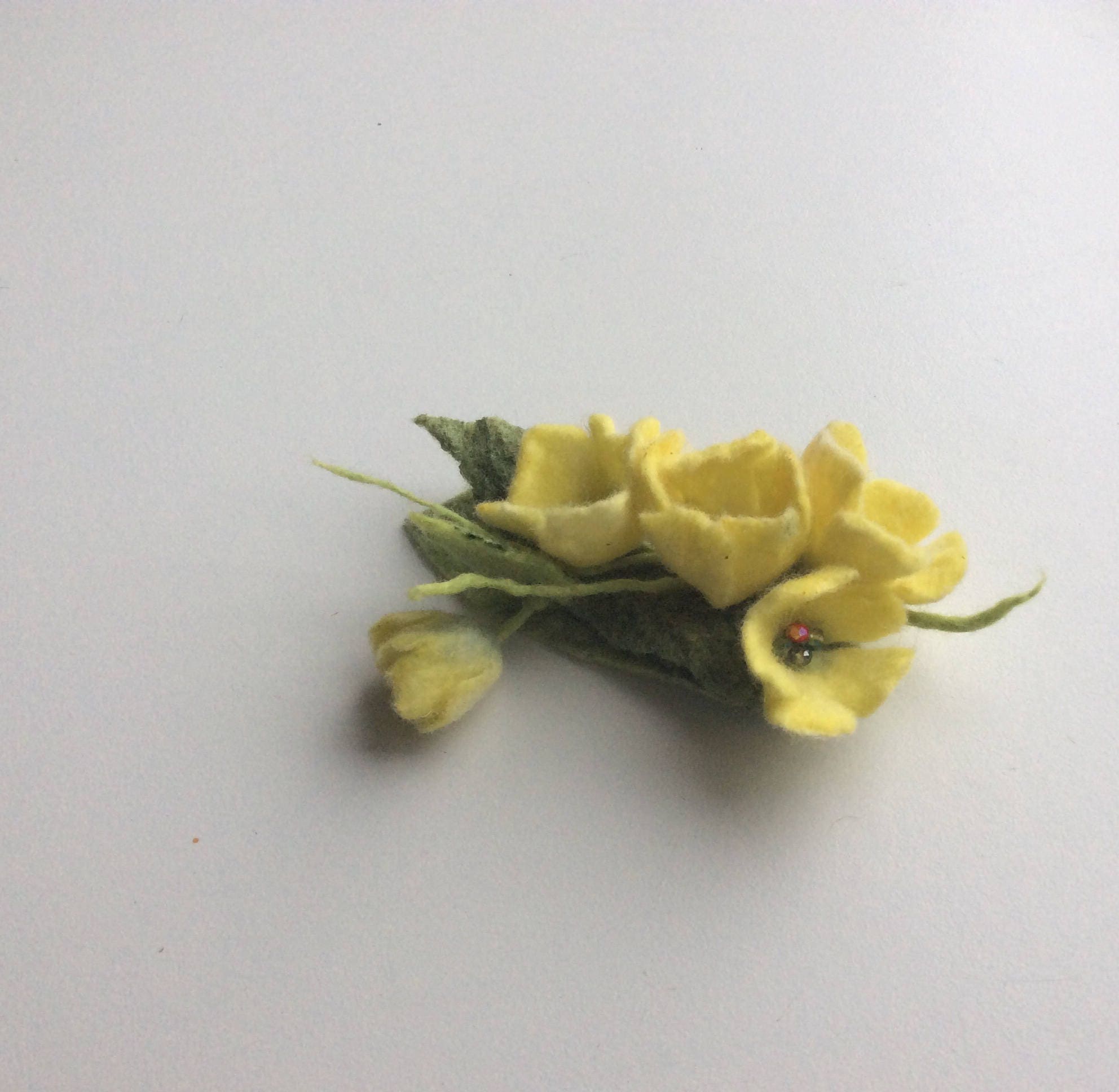 Felt Brooch Yellow Flowers Handmade Felt Brooch Wool - Etsy