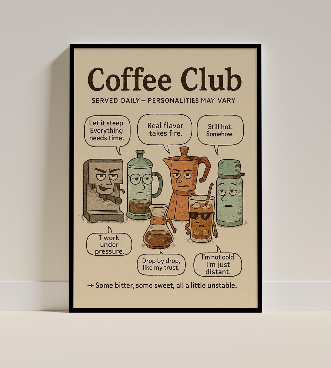 Sarcastic Coffee Club Poster: Funny Espresso Bar Art (digital Download ...